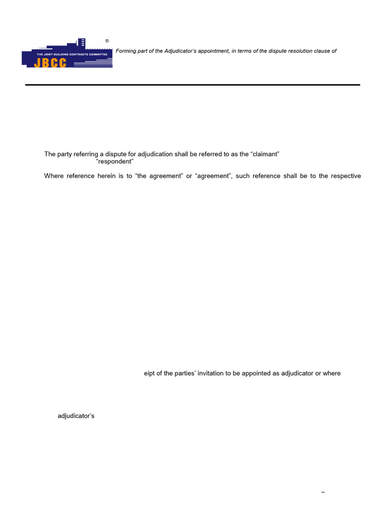 JBCC Adjudication Rules Overview | PDF | Adjudication | Costs In ...