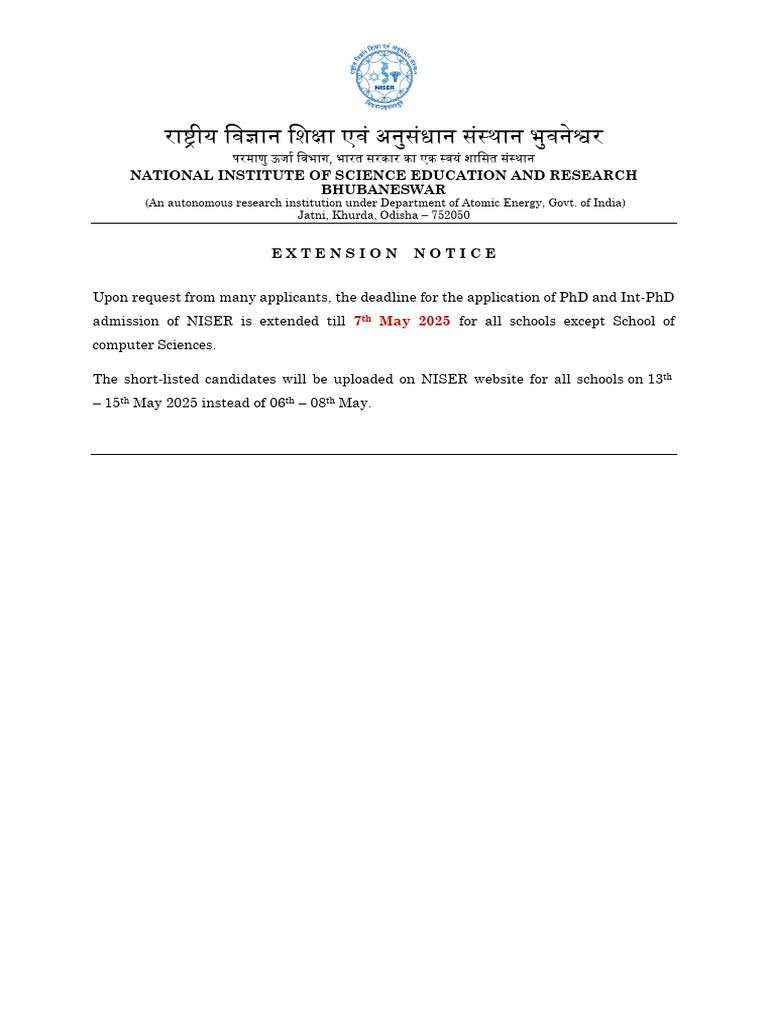 Int-PhD Advertisement 2025-2026 Extn | PDF | Academic Degree ...