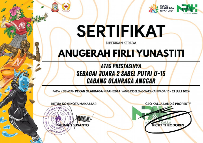 Contoh Sertifikat Juara | PDF