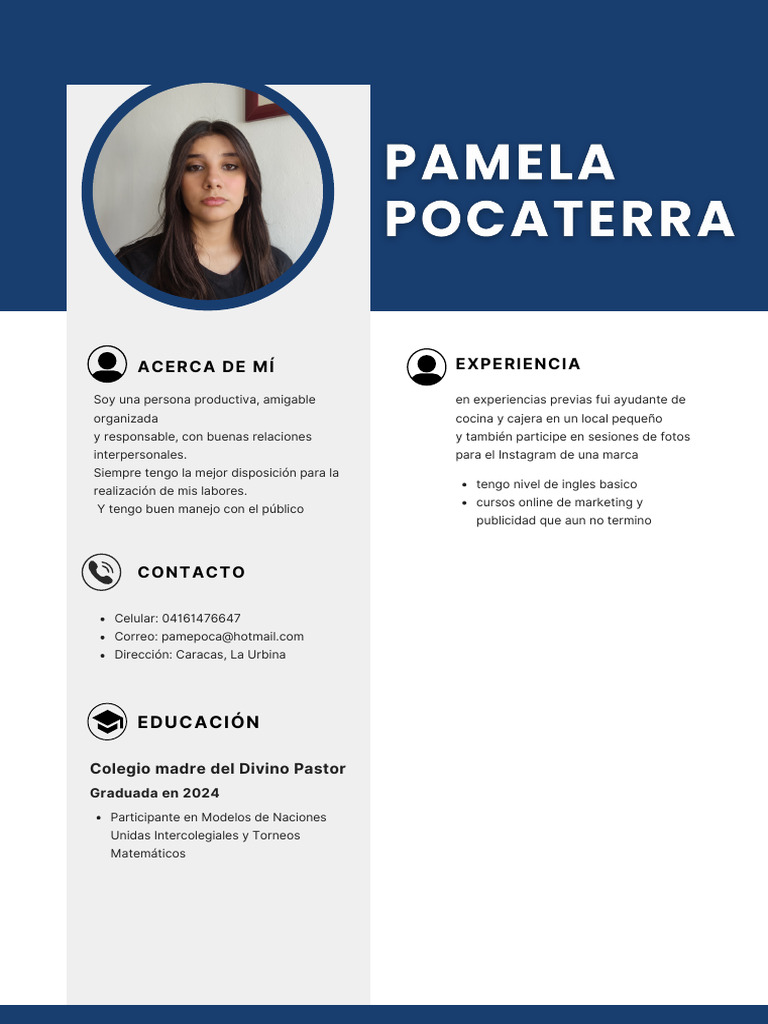 Curriculum Vitae Profesional de Hombre Con Foto Sencillo Azul | PDF