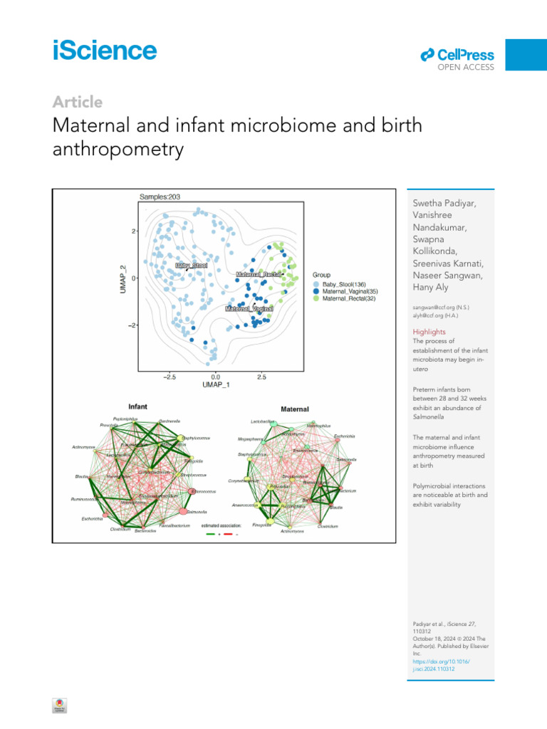 Swetha - Maternal and Infant Microbiome | PDF | Microbiota | Analysis Of Variance