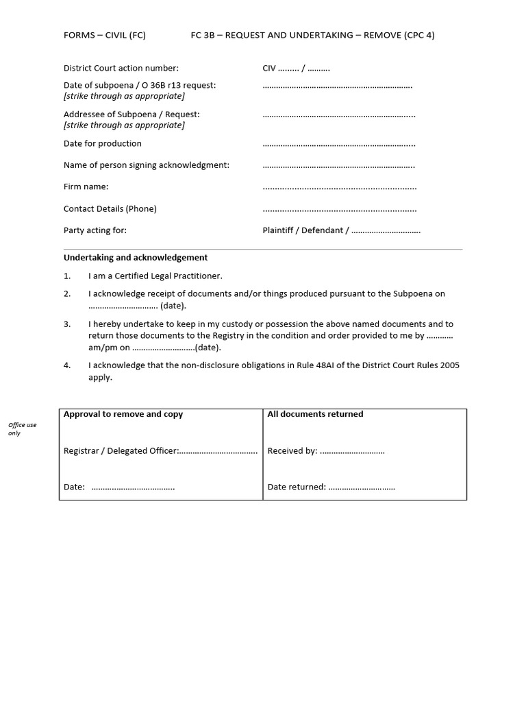 Civil Court Document Removal Request | PDF