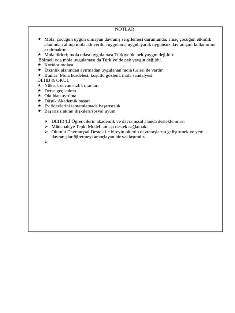 DEHB 4. Ders Notu | PDF