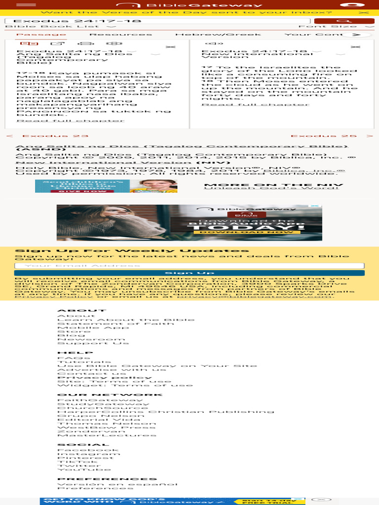 Exodus 2417-18 ASND NIV - Kaya Pumasok Si Moises Sa Ulap Habang - Bible Gateway | PDF | New ...