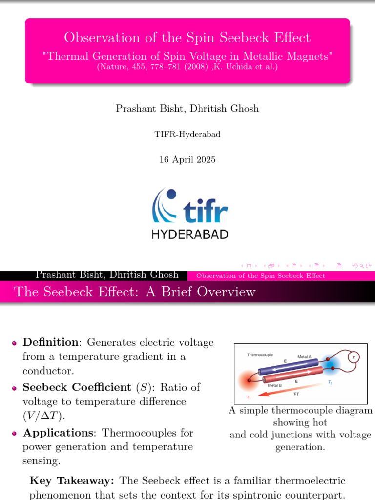 Spin Seebeck Effect Applications | PDF | Thermocouple | Electricity