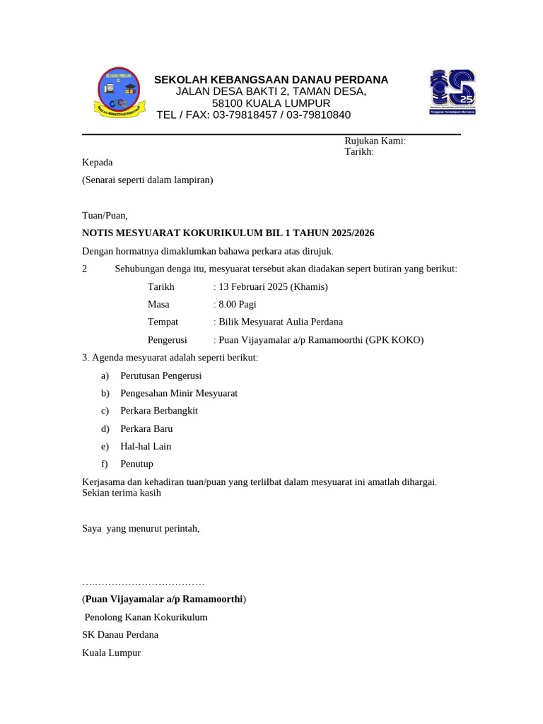 Notis Mesyuarat | PDF