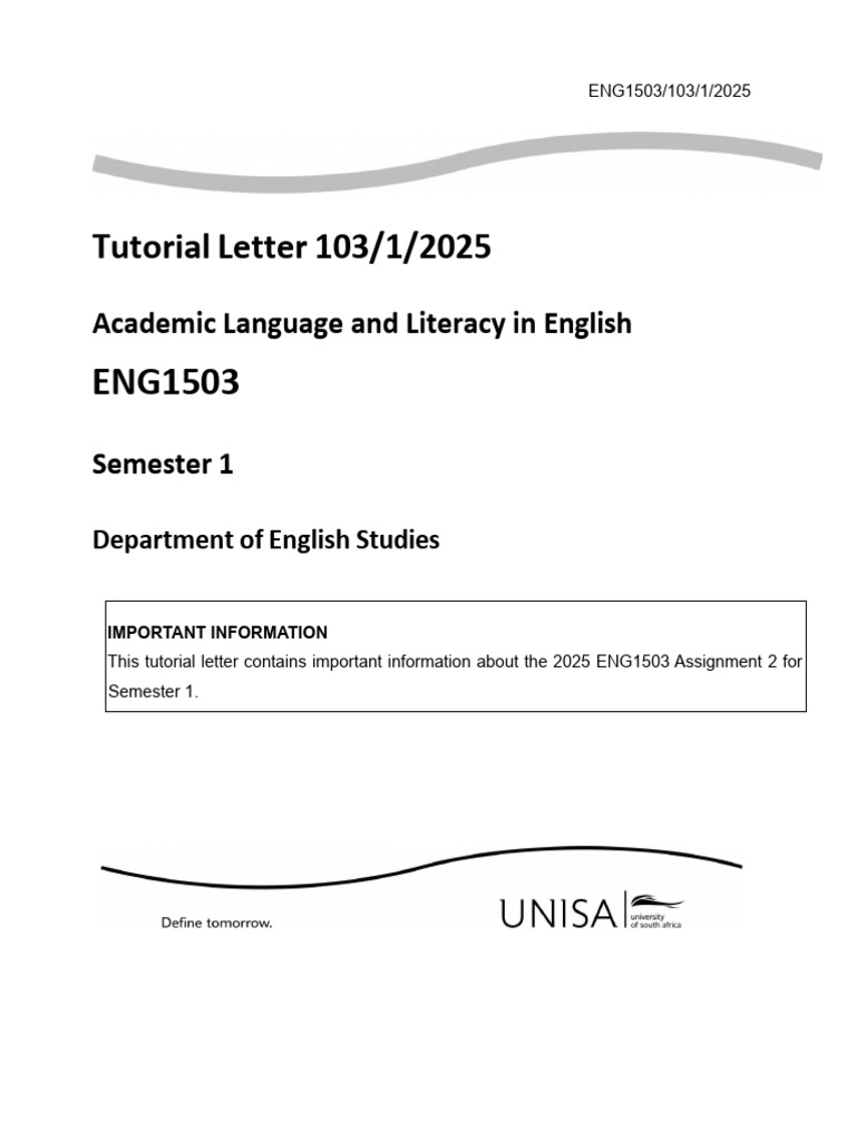 ENG1503 - FF - S1 Ass2 - 2025 | PDF | Essays | Educational Technology