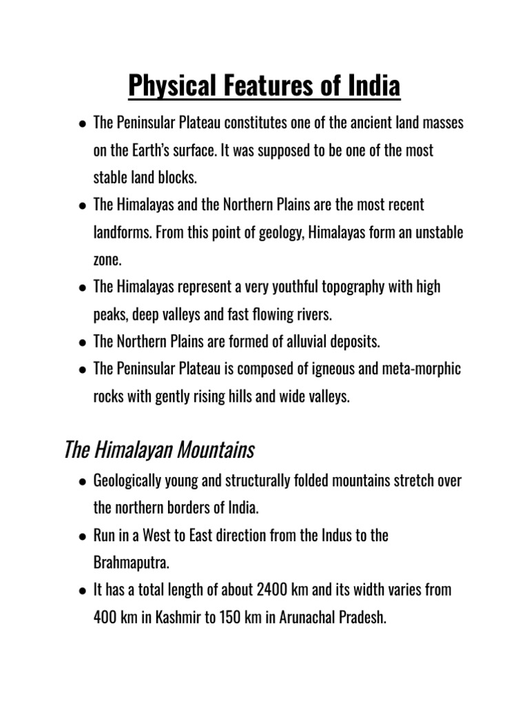 India’s Diverse Physical Features | PDF | Himalayas | Coral Reef