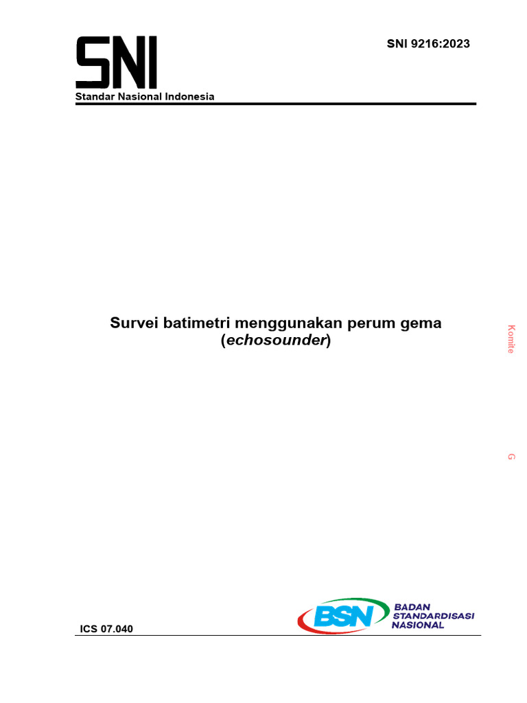 SNI 9216 - 2023 - Survei Batimetri | PDF