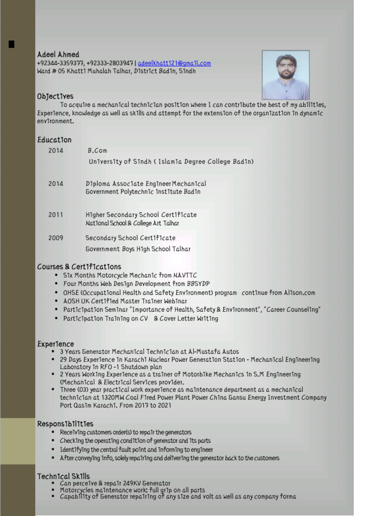 CV of Adeel Ahmed - Adeel Ahmed | PDF