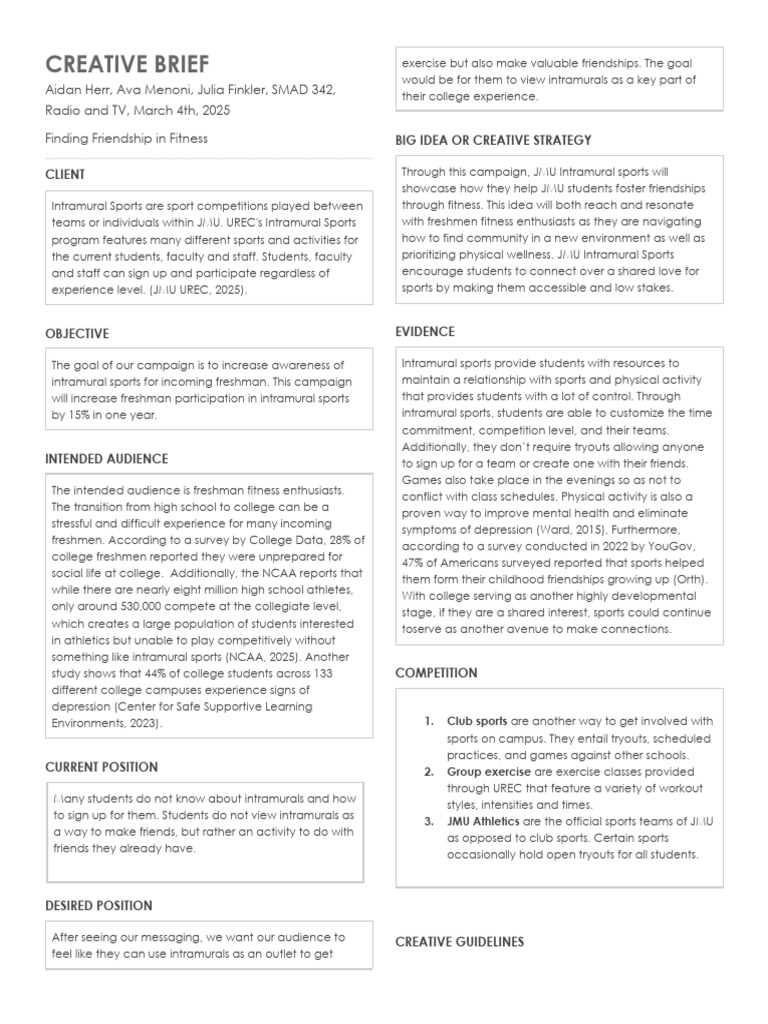 SMAD 342 Creative Brief & Research TV - Radio | PDF