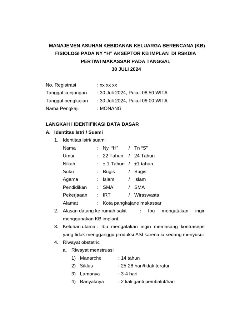Askeb KB Suntik 3 Bulan (Monang) PKK 2 | PDF