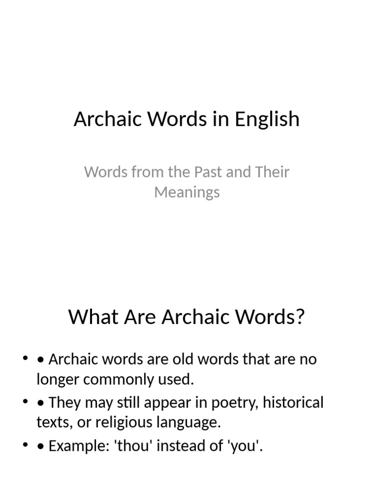 Archaic Words Presentation | PDF