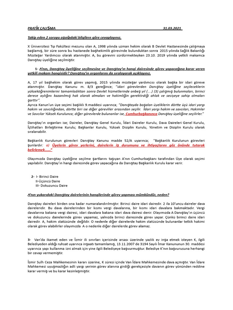 Paratik Kamu İDARİ YARGI Cevaplar | PDF