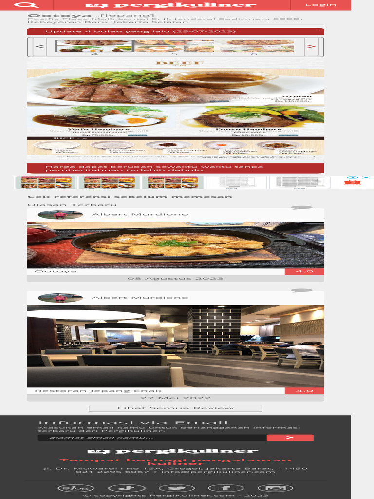 Selalu Diperbarui! Menu Ootoya, SCBD | PDF