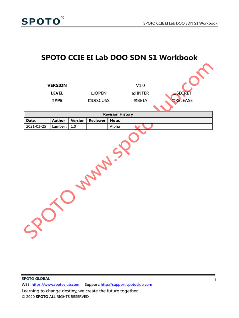 SPOTO CCIE EI SDN Lab Workbook | PDF | Ip Address | Internet Architecture