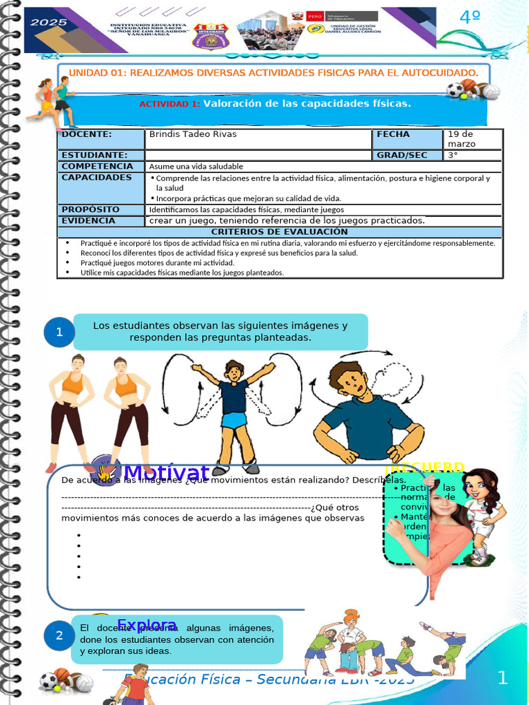 Ficha de Actividad S1 (U1) Ciclo VII (3°4°) - ED. FÍSICA | PDF | Estrés (biología) | Las emociones