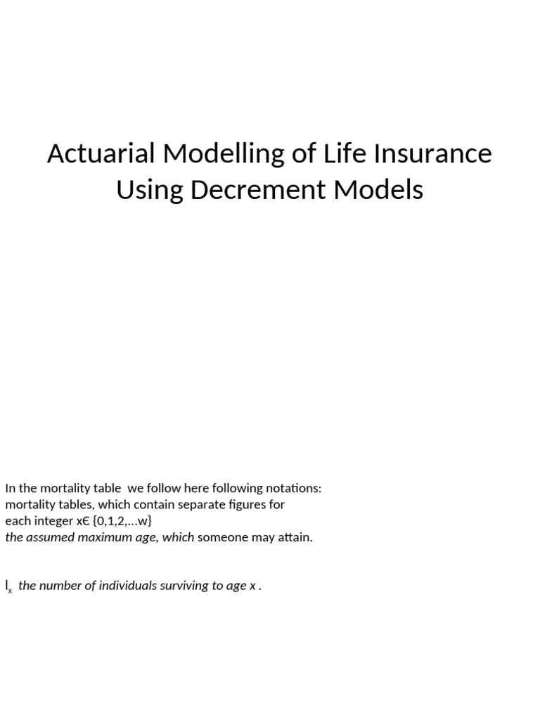 Actuarial Modeling of Life Insurance Using Decrement Models1 | PDF ...