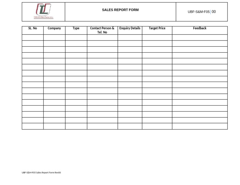 UBF-S&M-F05 Sales Report Form | PDF