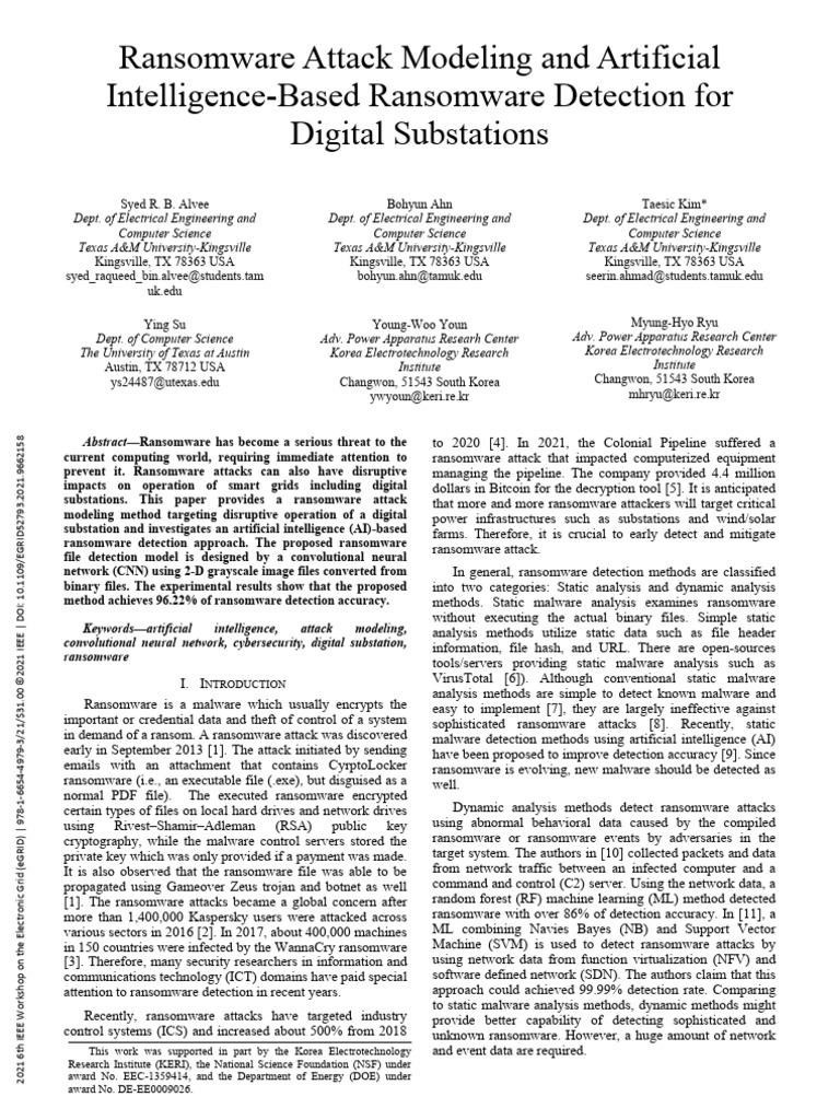 Ransomware Attack Modeling and Artificial Intelligence-Based Ransomware Detection For Digital ...