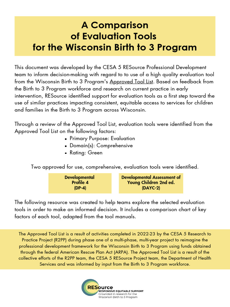 Evaluation Tools for Early Childhood Development | PDF | Child ...