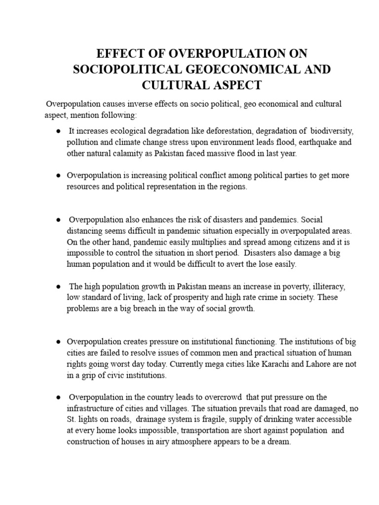 Effect of Overpopulation-1 | PDF | Human Overpopulation | Environmental Degradation