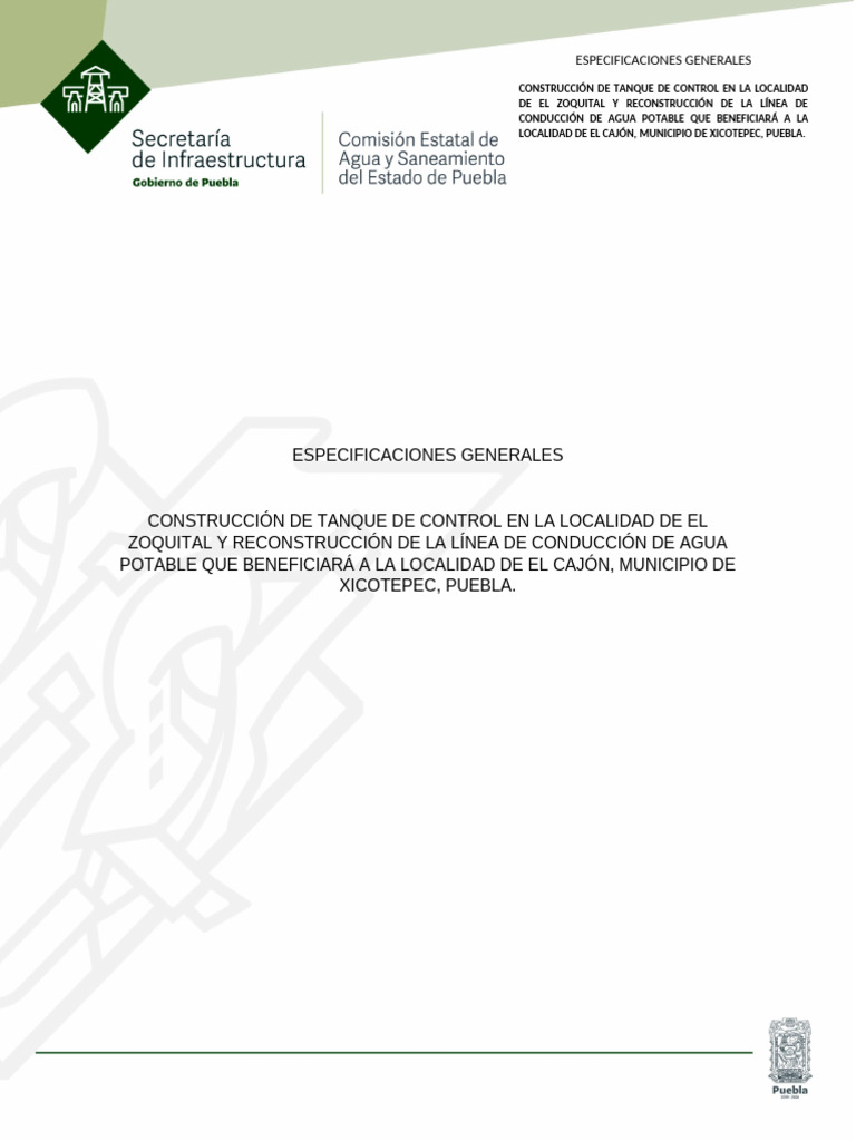 16-Especificaciones Generales - Xicotepec | PDF | Hormigón | Albañilería