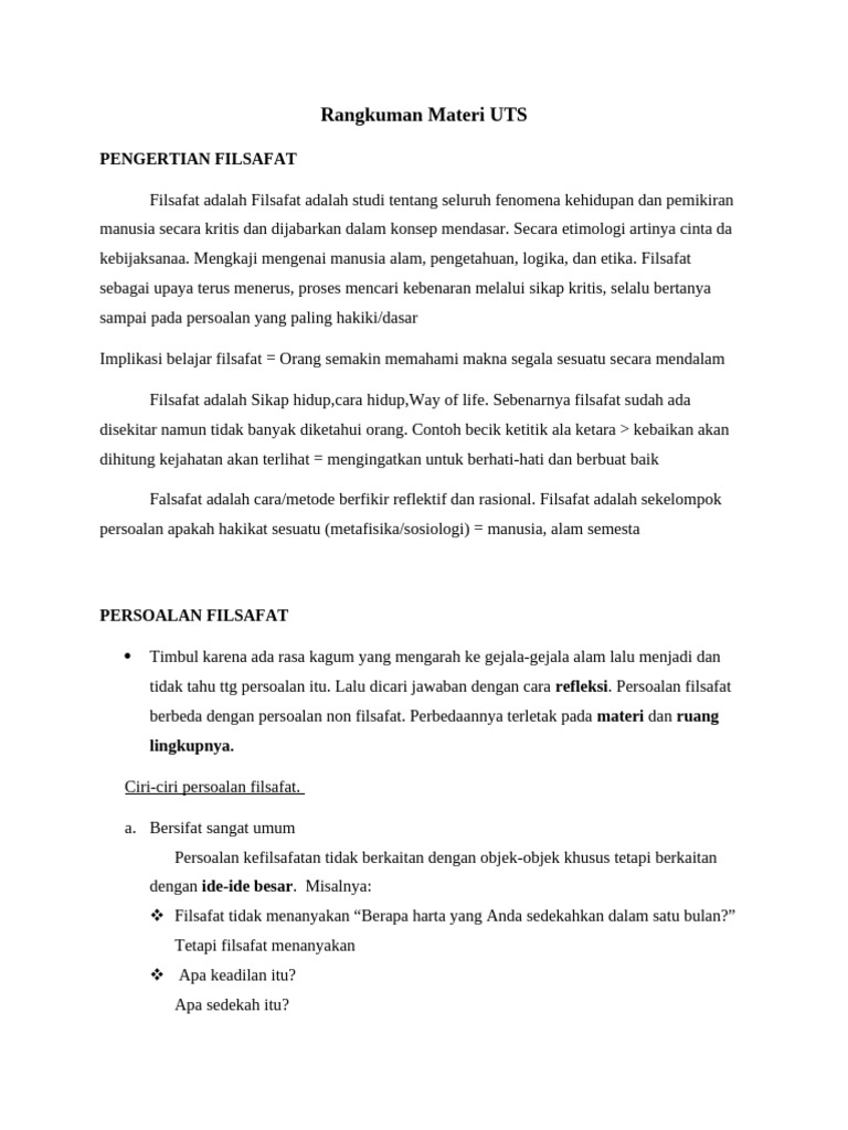 Rangkuman Materi UTS | PDF