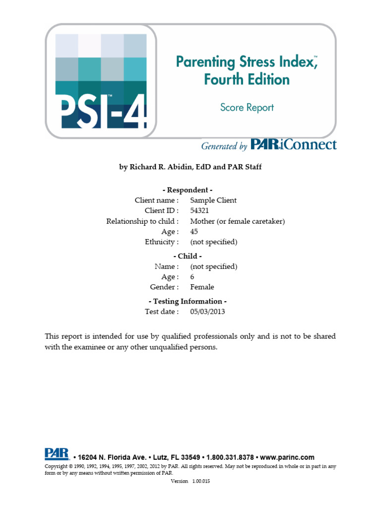 PSI-4 Assessment Report Summary | PDF | Behavioural Sciences | Human ...