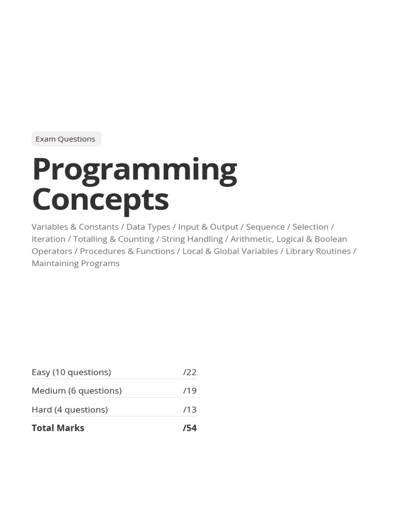 Programming Concept Questions Pdf Parameter Computer Programming