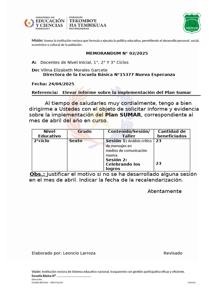 Memorándum #2 - Informe Sobre Plan Sumar | PDF