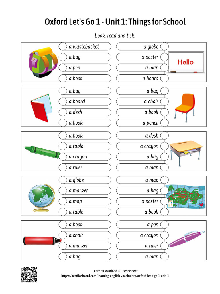 School Supplies Worksheet | PDF | Writing Implements | Conservation And ...