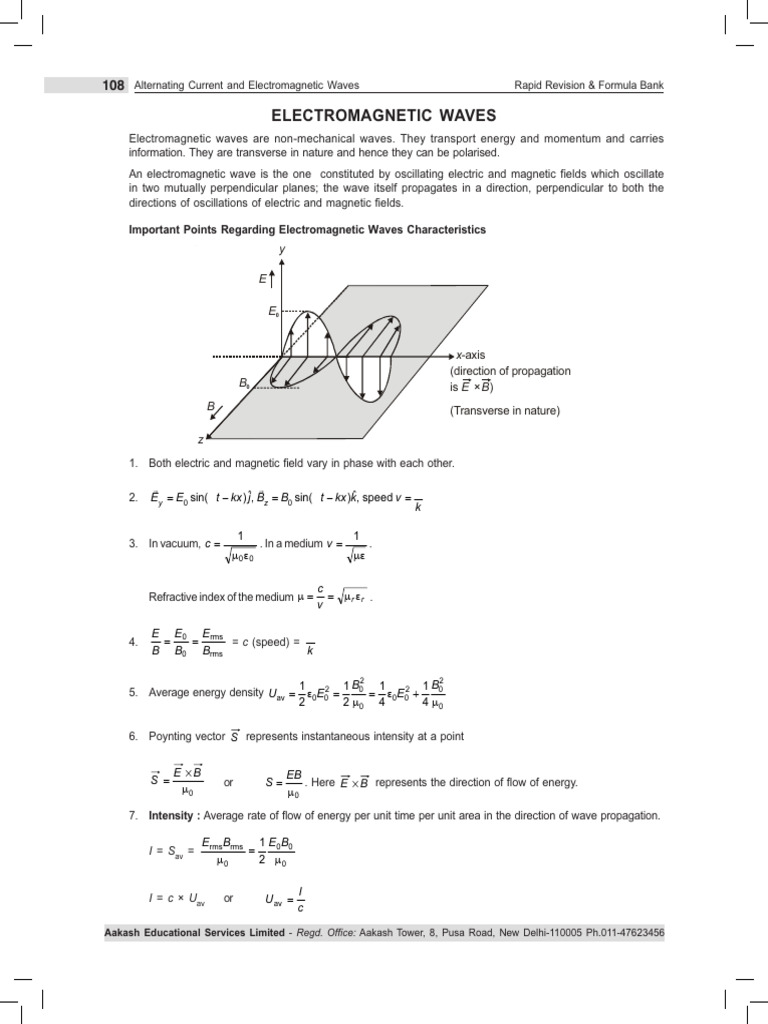 RAPID REVISION & FORMULA BOOK PHY BY AAKASH (2)_organized | PDF | Waves | Electromagnetic Radiation
