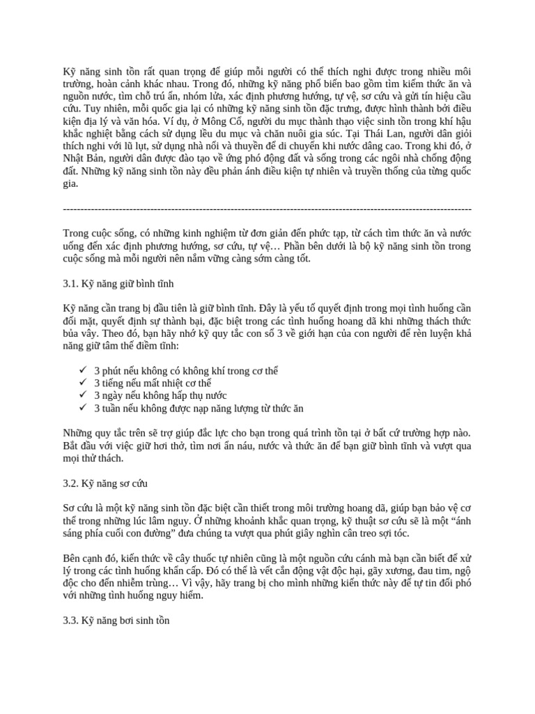 Survival Skills | PDF