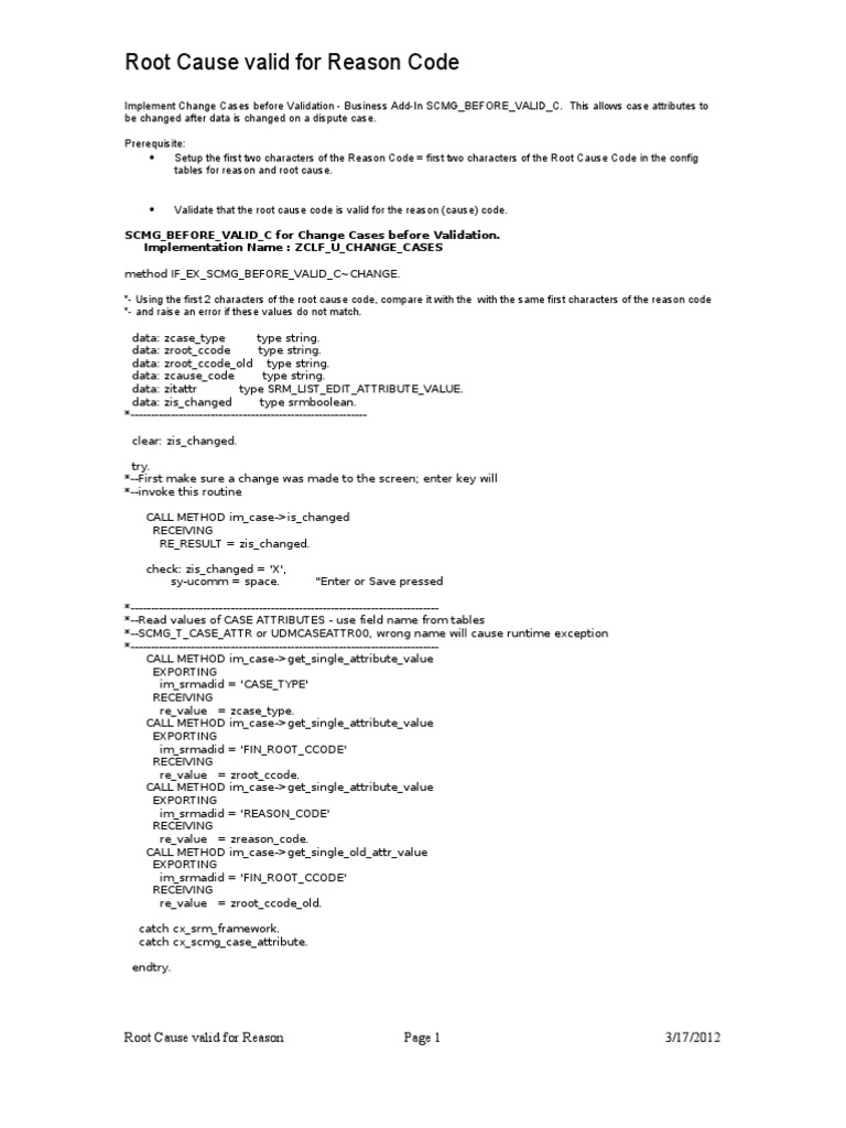 Root Cause Valid For Reason Code | PDF | String (Computer Science ...