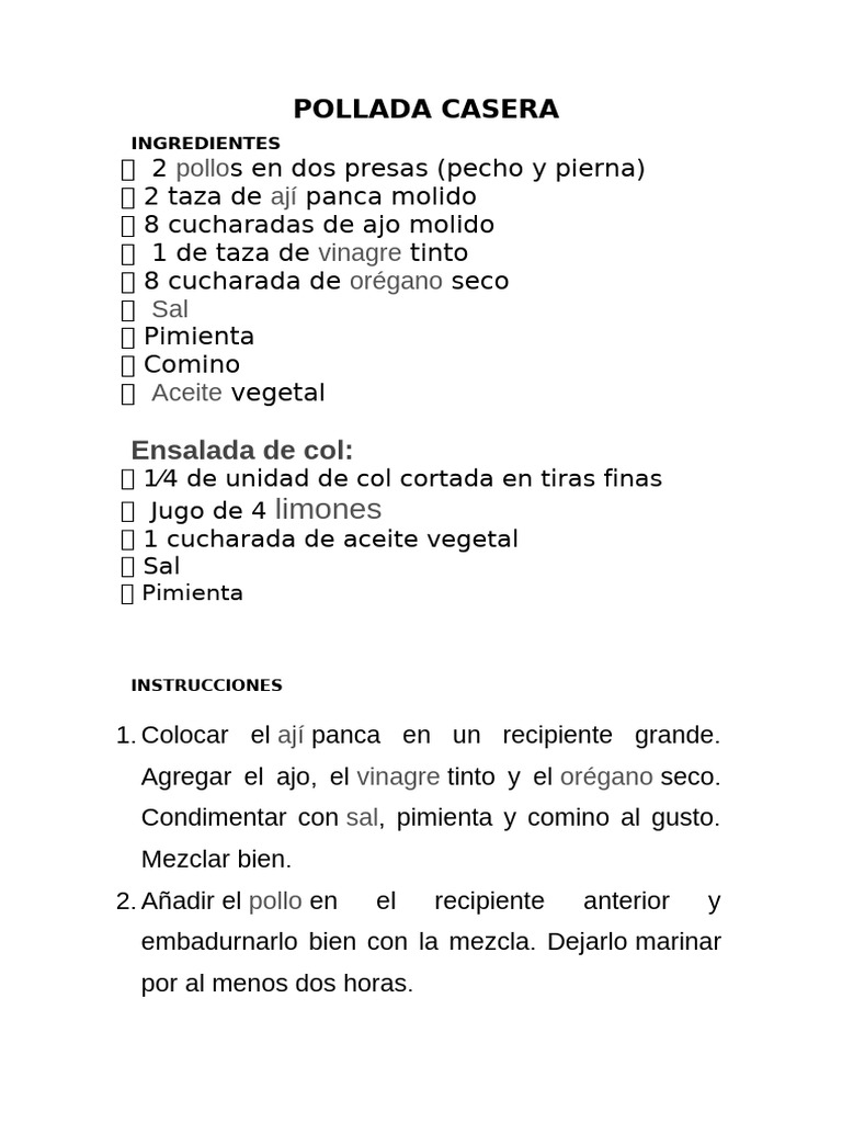 POLLADA CASERA | PDF