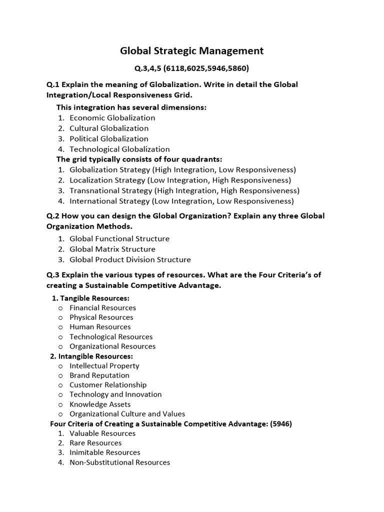 Global Strategic Management | PDF | Strategic Management | Joint Venture