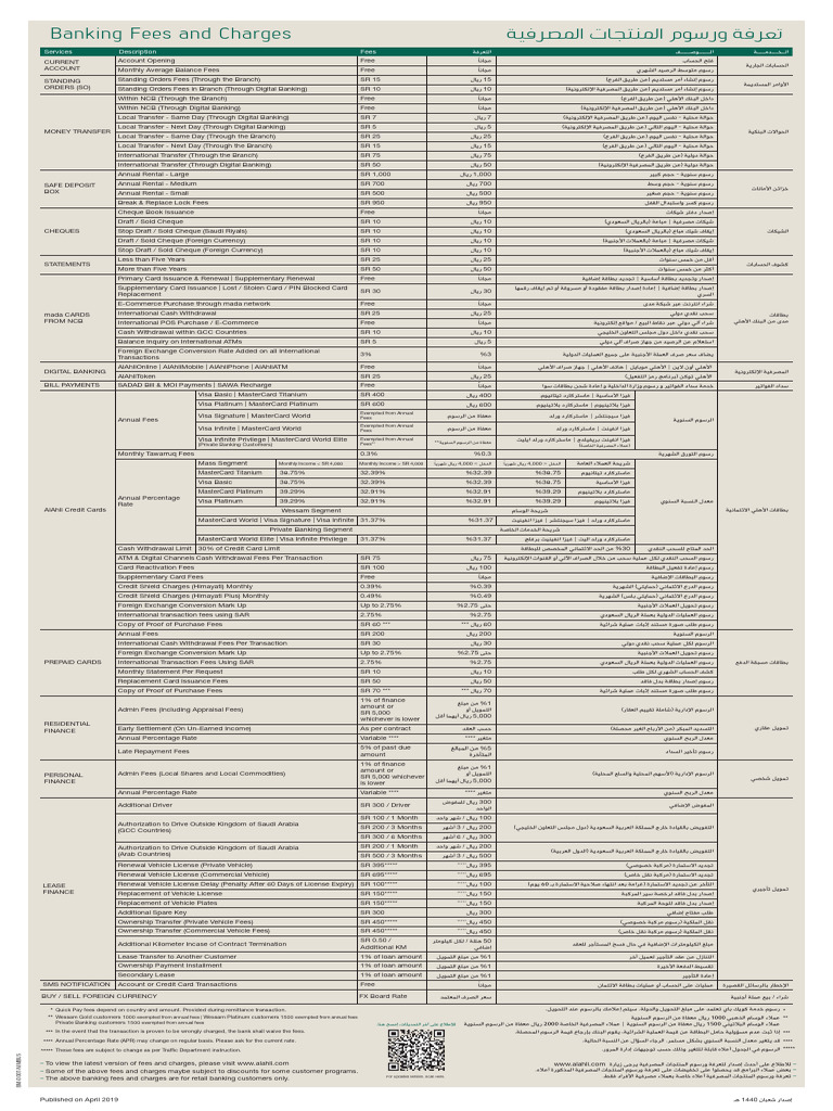 NCB Fees and Charges | PDF