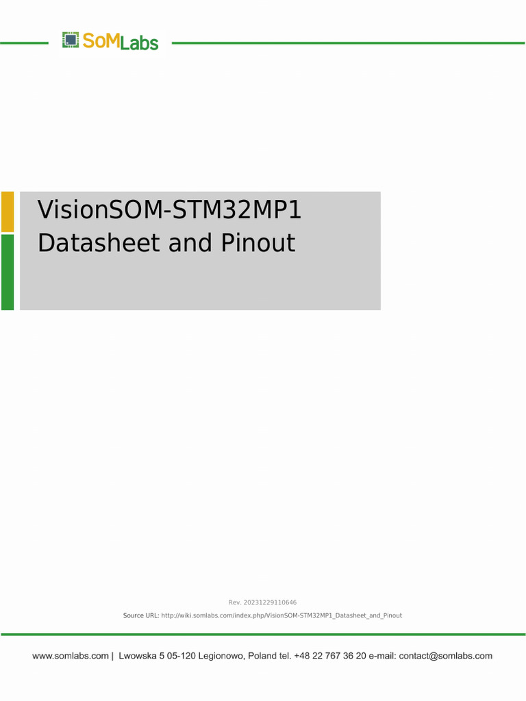 VisionSOM STM32MP1 Datasheet and Pinout 327-2487240 | PDF | Computer ...
