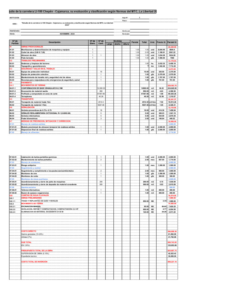 Udio de La Carretera LI-100 Chepén - Cajamarca, Su Evaluación y ...