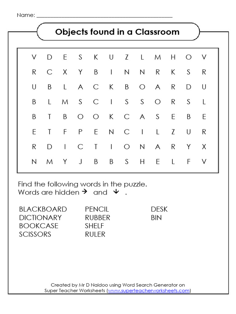 Super_Teacher_Worksheets_Objects_found_in_a_Classroom (1) | PDF | Word ...