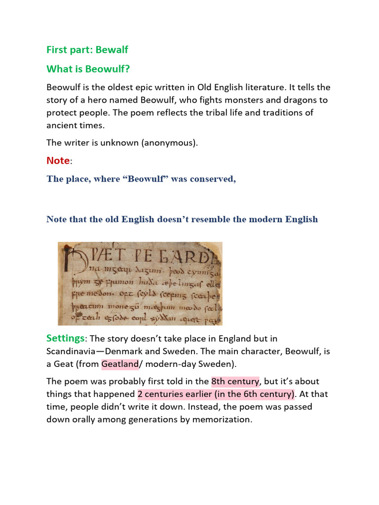 Group 1 Old and Middle English-2 | PDF | Beowulf | The Canterbury Tales