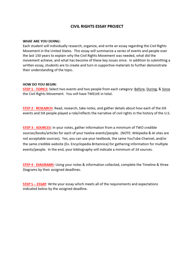 Civil Rights Essay Project | PDF | Paragraph | Student Nonviolent ...