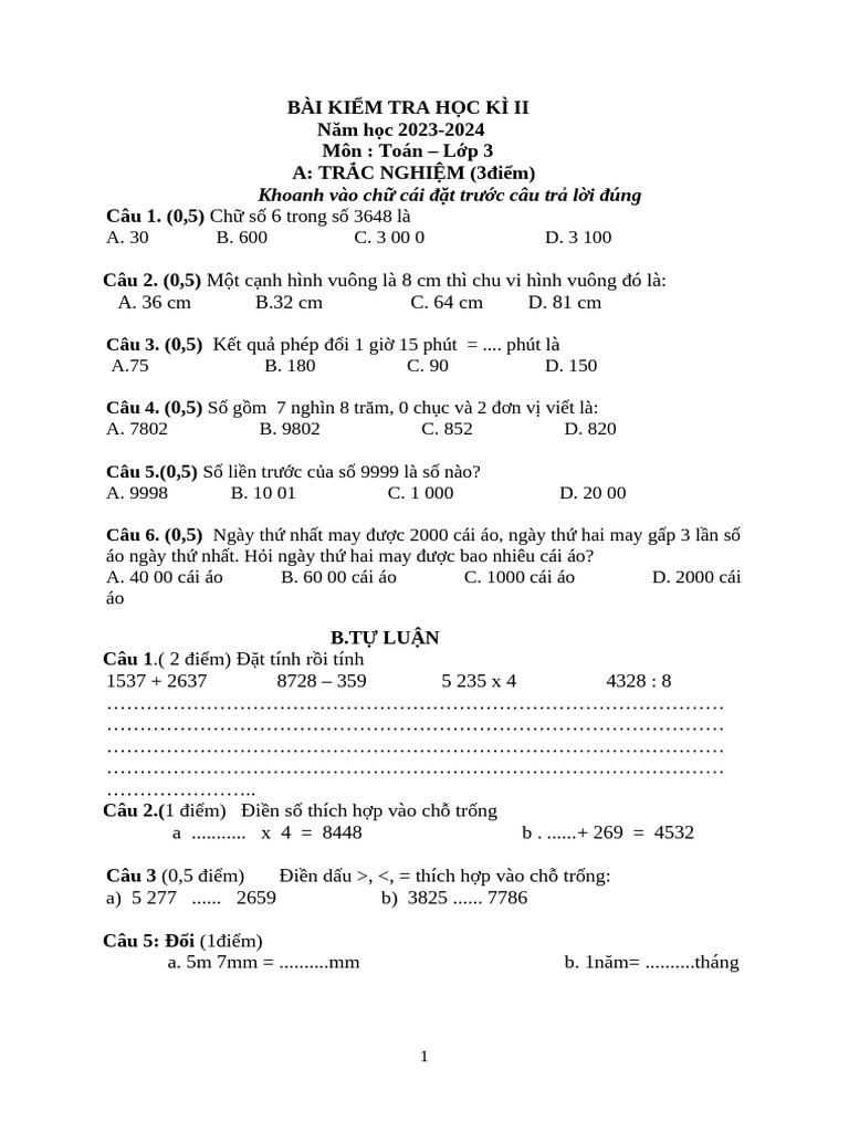 De KT Hkii Toan 3 V - 4520245 | PDF