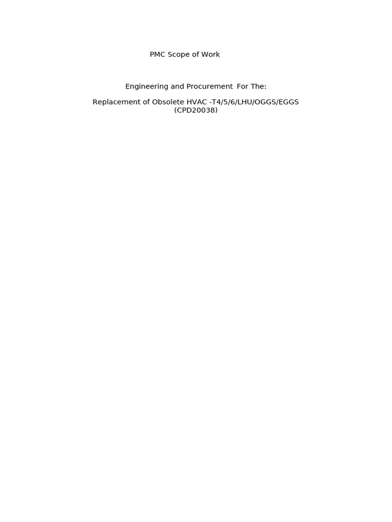 Scope of Work For The PMC - Replacement of Obsolete HVAC T56-OGGS (CPD20038) - Appendix A | PDF ...