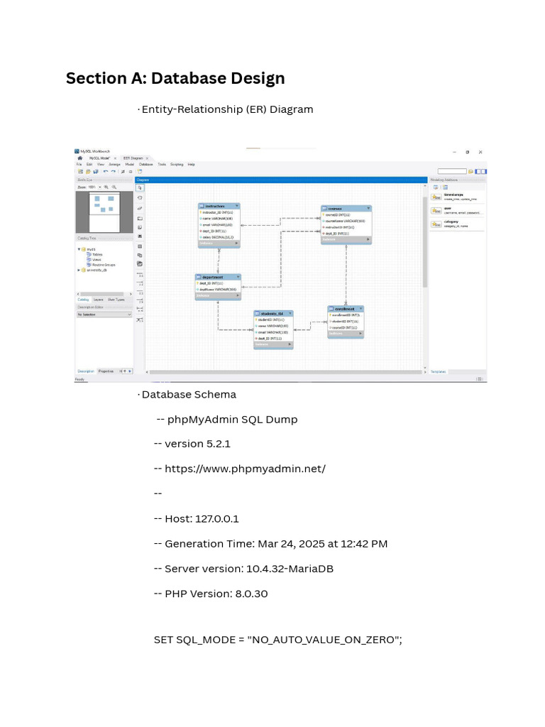 Section A Database Design | PDF | Software Design | Sql