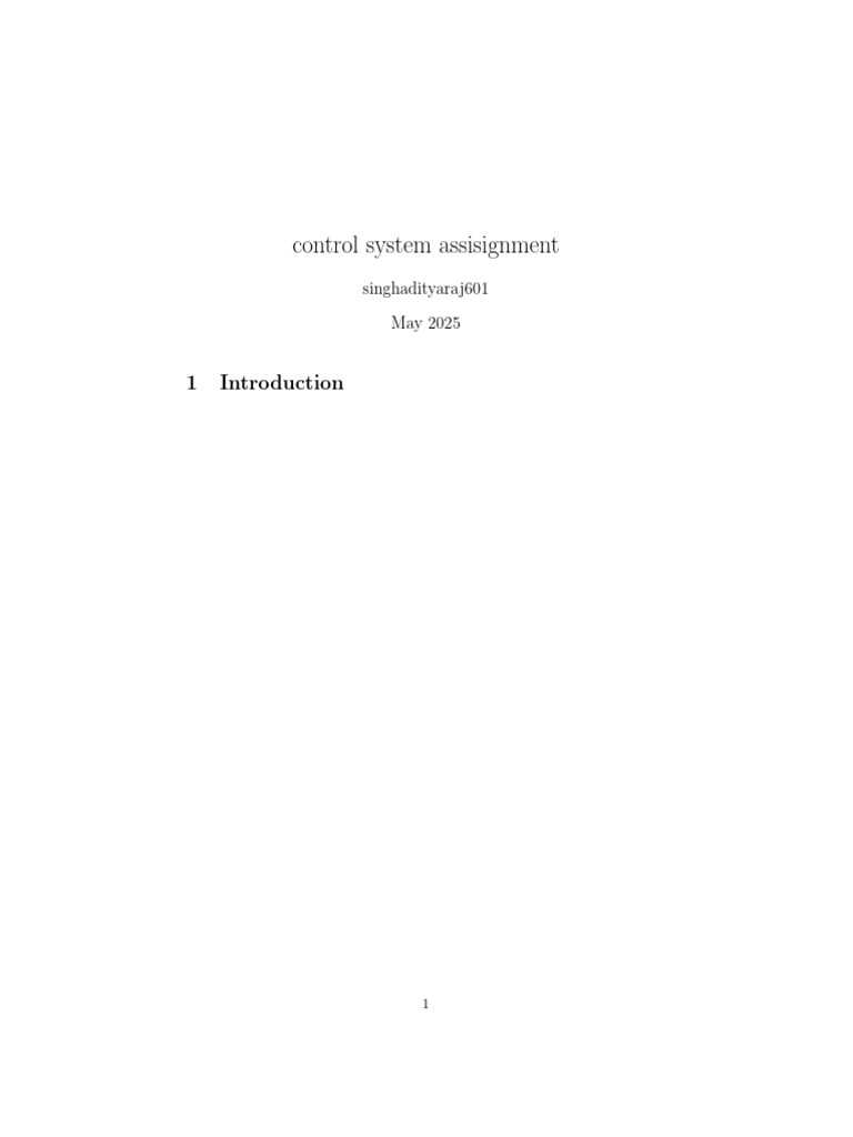 Control System Assisignment | PDF