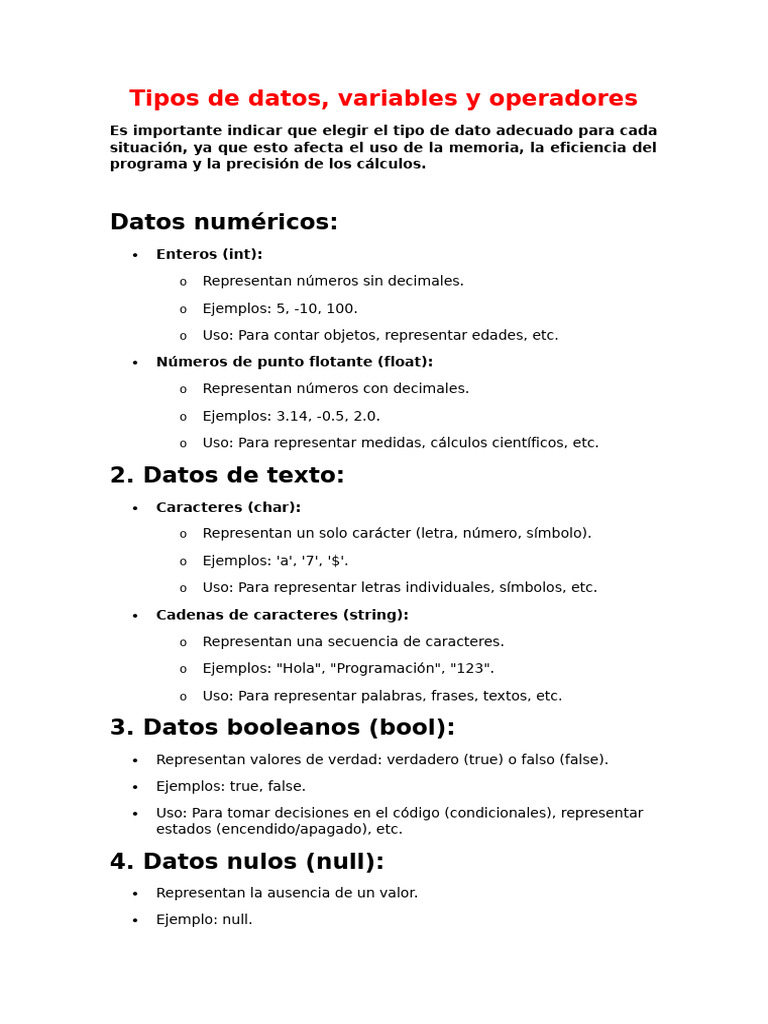Tipos de datos | PDF | Tipo de datos | Cadena (informática)