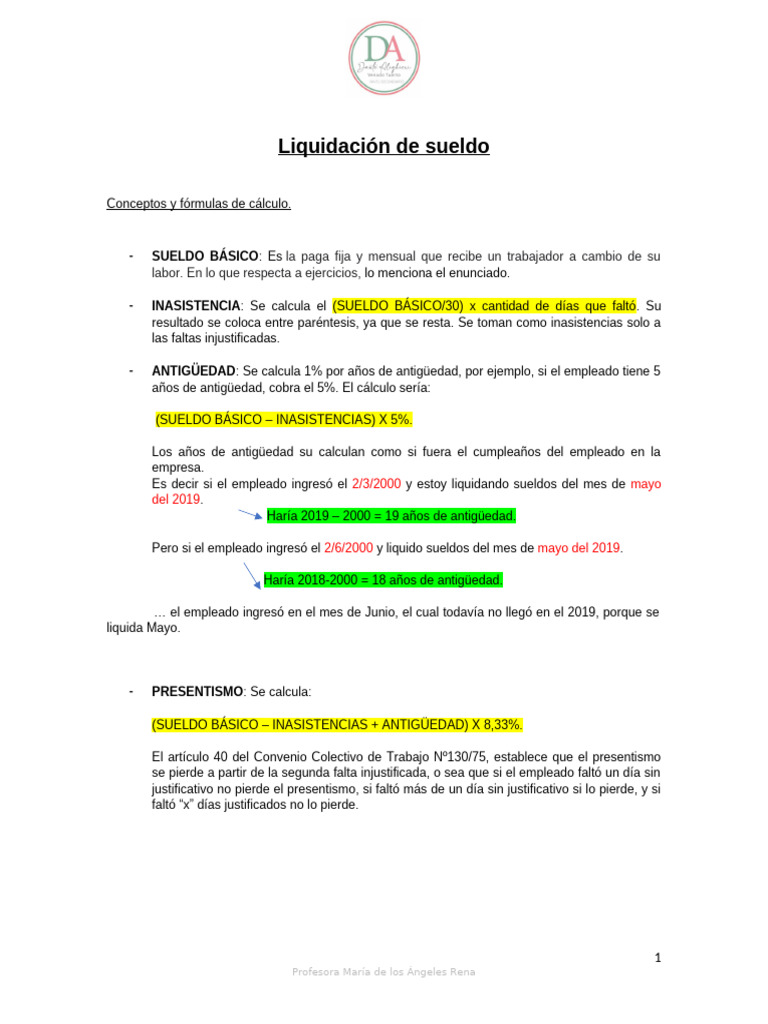 Guía de Cálculos y Fórmulas LS | PDF | Salario | Economias
