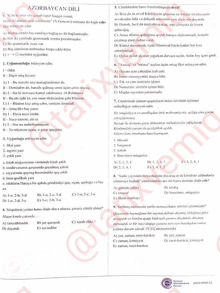 OTK SINAQ 6 - 10-CU SİNİF III Qrup 2024 | PDF